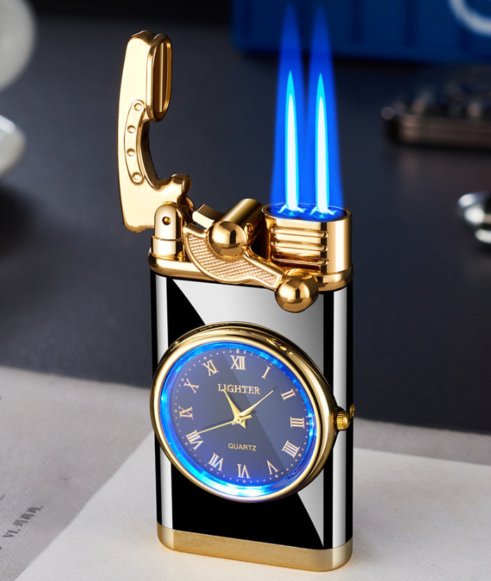 Rocker transparent clock double flame lighter – Gotgool